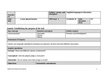 IB MYP Year Unit Plan By Aristotle S Hub TPT