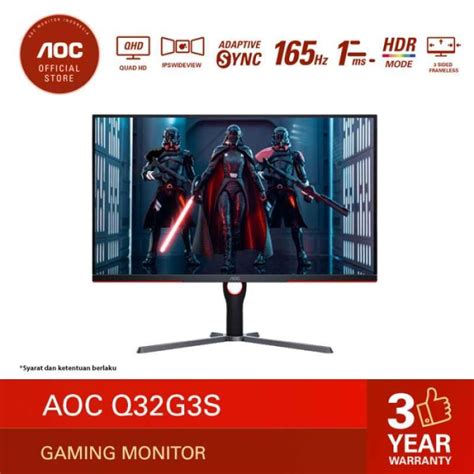 Promo Aoc Q32g3s Adaptive Sync Gaming Monitor 31 5 Ips 1ms Qhd 165hz Diskon 23 Di Seller