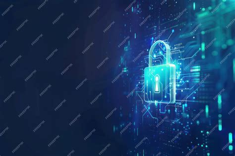 Securing Cyber Space Blue Background With Digital Data Protection Locker Symbolizing Cyber