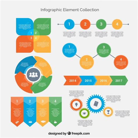 평면 디자인의 컬러 인포 그래픽 요소 무료 벡터