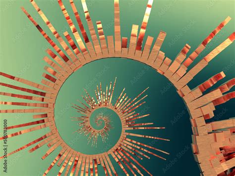 Fibonacci Spiral 3d Image Helix Framework Isolated On White Background Generative Golden