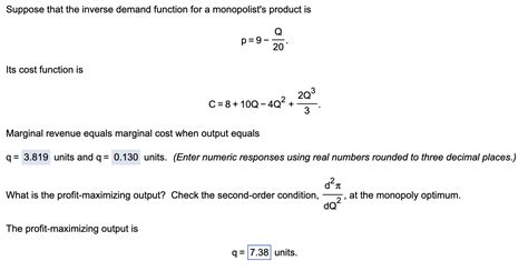 solved suppose that the inverse demand function for a