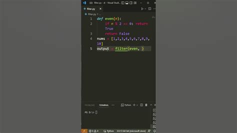Python Filter Function Explained In 1 Minute Shorts Python Programming Programmingfluency