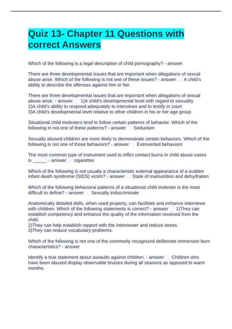 Quiz 13 Chapter 11 Questions With Correct Answers Cppa Stuvia Us