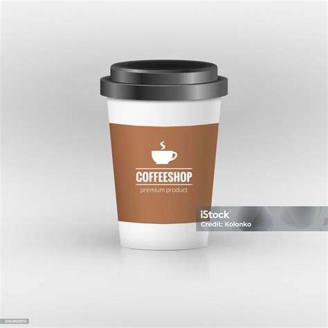 라벨이 있는 커피 종이컵 음료용 갈색 플라스틱 용기 카페용 라떼 모카 또는 카푸치노 컵 벡터 커버 테이크아웃 음식에 대한 스톡 벡터 아트 및 기타 이미지 Istock