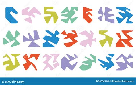 Retro Tangents Shapes Collection Of Design Elements Vector Illustration