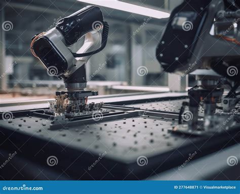 Robotic Manufacturing Assembly Lines And Automatic Conveyor With Manipulators Line Vector Icons
