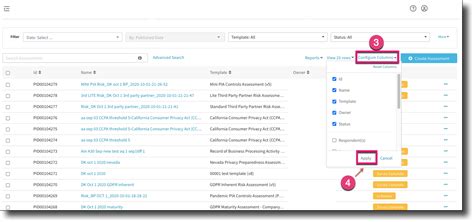 Configuring The Columns In The All Assessments Page Trustarc