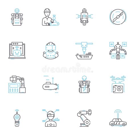 Remote Controlled Planes Linear Icons Set Miniatures Aerodynamics Propellers Flight Thrust