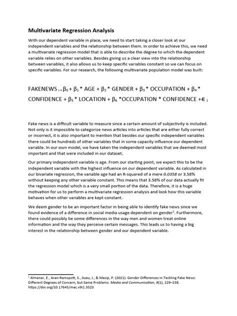 multivariate regression analysis pdf regression analysis dependent and independent variables
