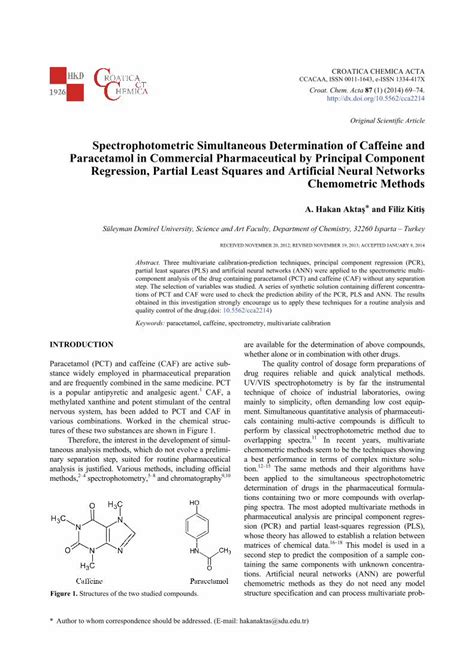 Pdf Spectrophotometric Simultaneous Determination Of Caffeine Dokumentips