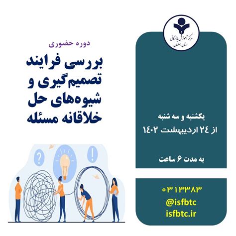 دوره حضوری بررسی فرایند تصمیم گیری و شیوه های حل خلاقانه مسئله سامانه