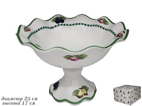 Фруктовница на ножке 25 см ФРУКТЫ в под уп х4 Lenardi