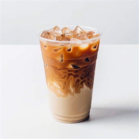 Premium Photo A Cold Takeaway Cup Of Ginger Iced Latte With A Pure
