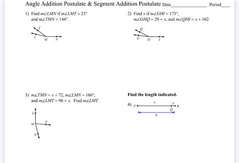 Solved Angle Addition Postulate And Segment Addition Postulate