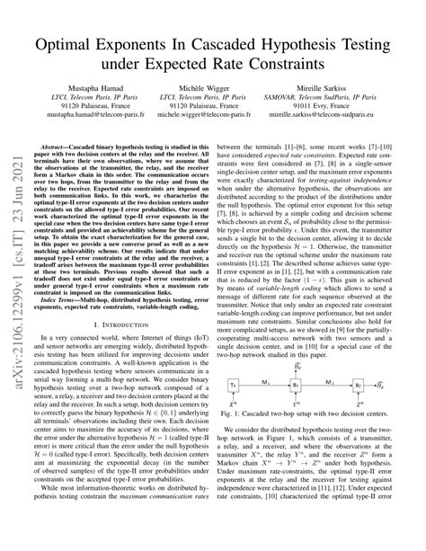 pdf optimal exponents in cascaded hypothesis testing under expected