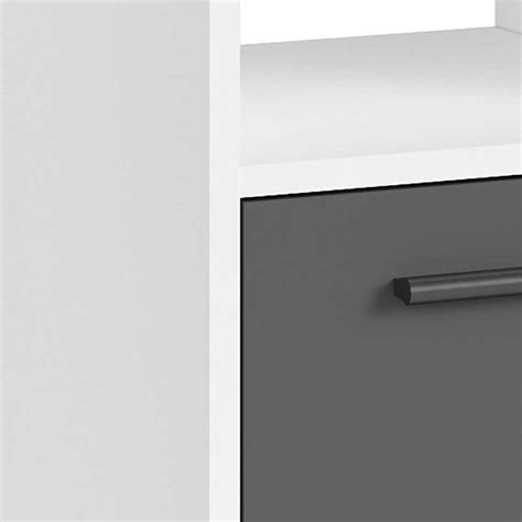 Eck Computertisch In Weiß Mit Anthrazit Mit Bildschirm Aufsatz Leoyaro