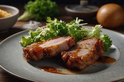 Premium Photo Gourmet Glazed Pork Belly Dish