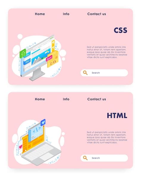 Premium Vector Coding Vector Website Landing Page Template Set