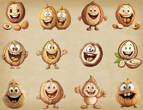 Funny Nuts Clipart Cute Nuts 40 Png Digital Print Nuts Decor