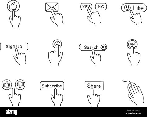 App Buttons Linear Icons Set Click Social Media Interface Webpage