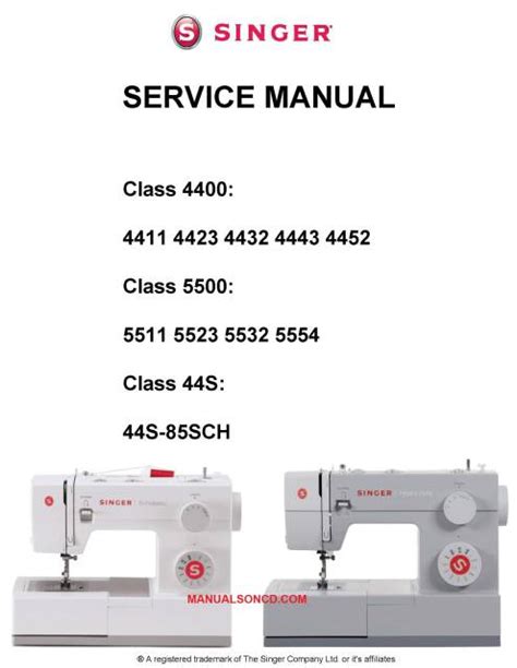 Singer 4411 4452 5511 5554 Sewing Machine Service Manual