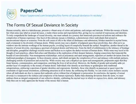 The Forms Of Sexual Deviance In Society Free Essay Example 436 Words