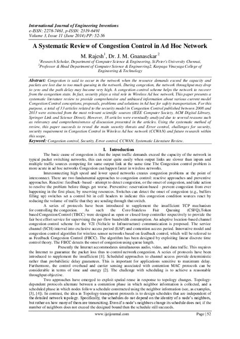 Pdf A Systematic Review Of Congestion Control In Ad Hoc Network