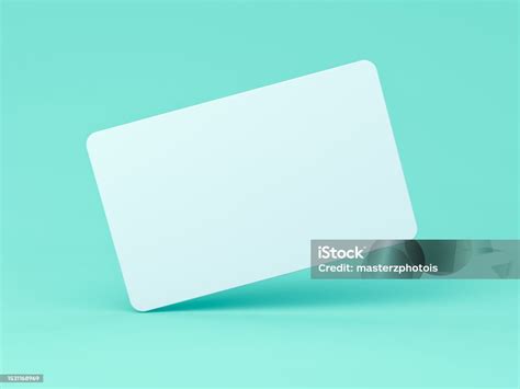 파란색 녹색 파스텔 색상 배경에 그림자가 있는 최소한의 개념적 3d 렌더링이 있는 빈 흰색 명함 0명에 대한 스톡 사진 및 기타 이미지 Istock