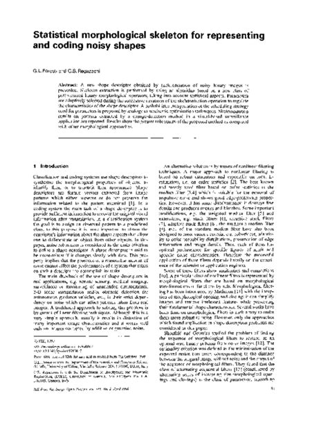 Pdf Statistical Morphological Skeleton For Representing And Coding Noisy Shapes