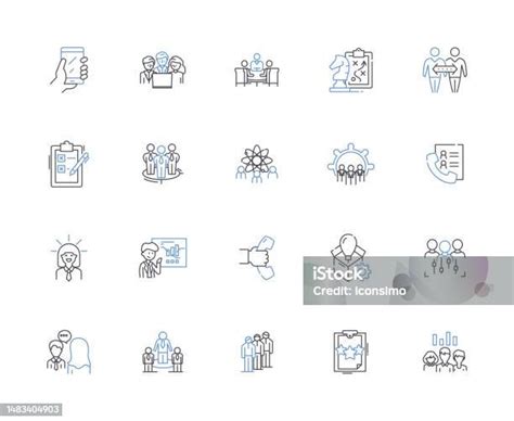 사무용품 개요 아이콘 모음입니다 소모품 문구류 펜 종이 프린터 책상 계산기 벡터 및 일러스트레이션 개념 세트 의자 연필 스테이