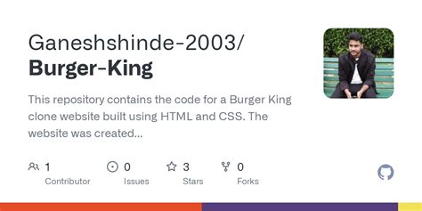 Github Ganeshshinde 2003burger King This Repository Contains The Code For A Burger King