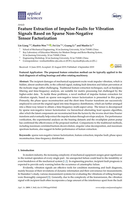 PDF Feature Extraction Of Impulse Faults For Vibration Signals Based