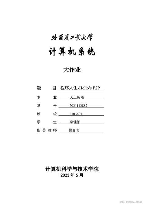 哈工大计算机系统大作业 CSDN博客