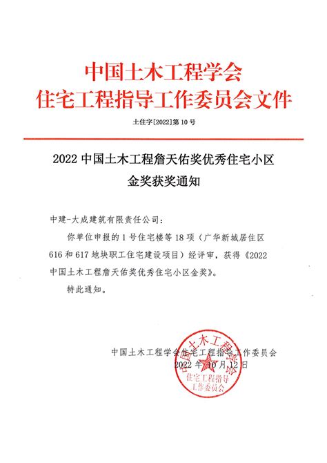 1号住宅楼等18项工程荣获2022年中国土木工程詹天佑奖优秀住宅小区金奖 企业官网