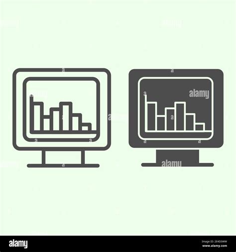 Computer Graph Line And Solid Icon Analytic Or Statistics Chart On Monitor Screen Outline Style