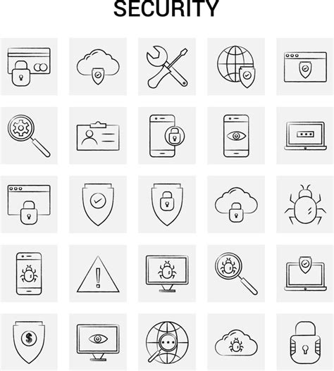 25 Hand Drawn Security Icon Set Gray Background Vector Doodle 14203460 25 Hand Drawn Security Icon Set Gray Background Vector Doodle 14203460