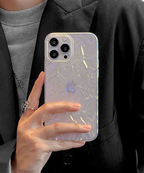 홀로그램 반투명 아이폰 물결 실리콘 젤리 유니크 심플 키치 힙 특이한 우정 커플 핸드폰 휴대폰 폰 애플 케이스 아이폰케이스 X Xr 11 프로 12 미니 13 14 프로맥스
