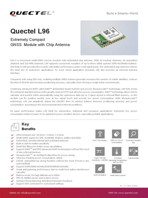 Quectel L96 Extremely Compact Gnss Module With Chip Antenna Pdf Global Positioning System