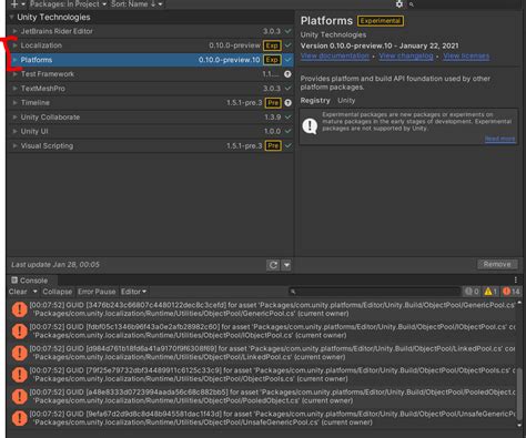 release schedule objectpool platforms package dependency unity