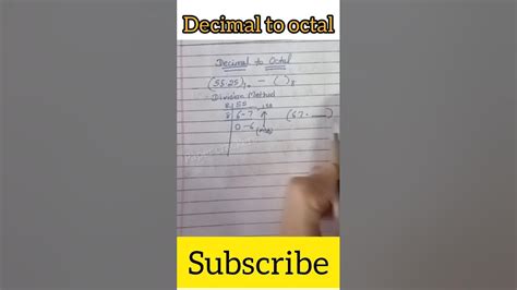 How To Convert Decimal To Octal Number System Basiccomputer Computerbasics Youtube