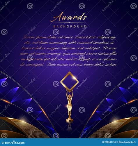 Blue Golden Side Corner Curve Flow Polygonal Award Background Stock