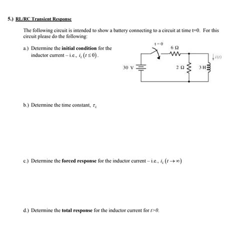 Solved RL RC Transient Response The Following Circuit Is Chegg Com