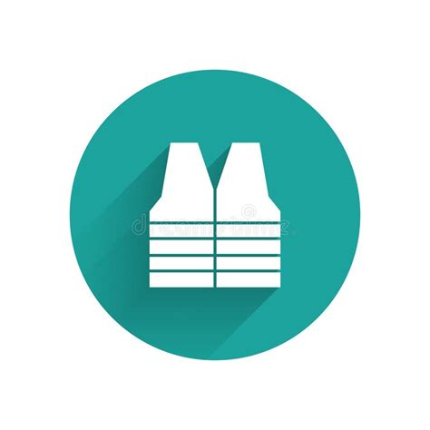 White Safety Vest Icon Isolated With Long Shadow Green Circle Button