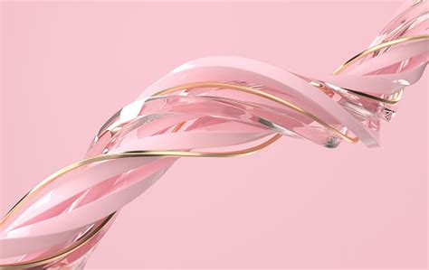 추상 적인 분홍색과 황금 트위스트 기하학적 모양 파도 현대 배경 3d 렌더링 입체 이미지에 대한 스톡 사진 및 기타 이미지 입체 이미지 금 금속 리본 Istock