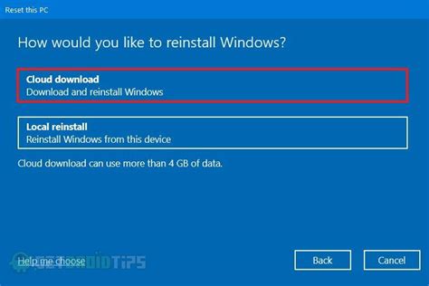How To Reset Your PC Using Windows Cloud Download Option