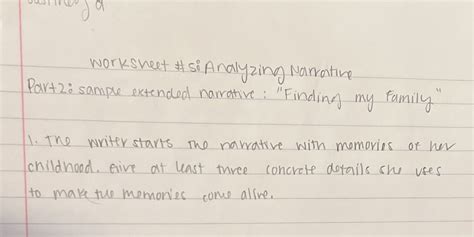 [solved] worksheet si analyzing narrative part 2 sample extended