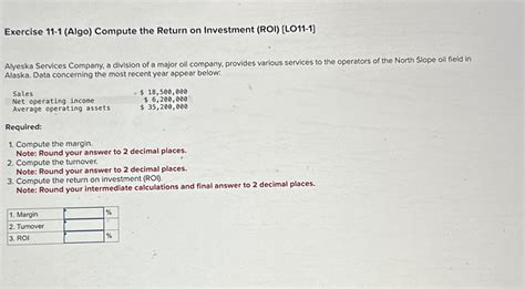solved exercise 11 1 algo ﻿compute the return on