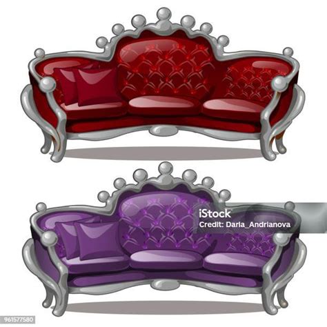 2 로얄 소파 흰색 배경에 고립입니다 만화 벡터 근접 일러스트 레이 션 로코코 스타일에 대한 스톡 벡터 아트 및 기타 이미지 로코코 스타일 소파 0명 Istock