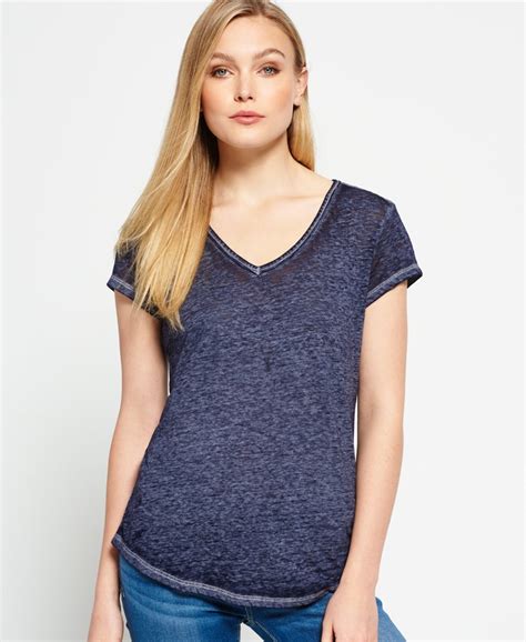Womens Burnout Vee T Shirt In Navy Superdry Uk